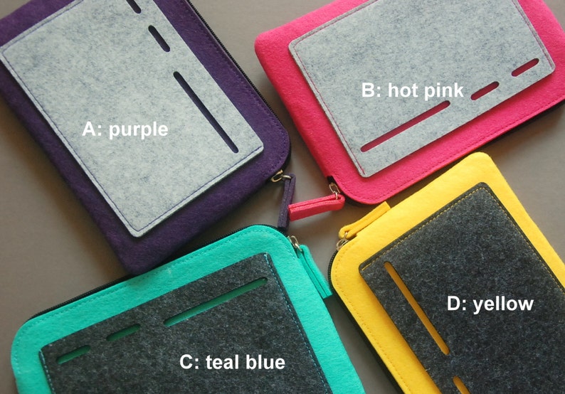 Felt Zipper Bag Tech Organizer Pouch Purple/grey. - Etsy
