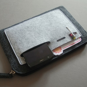 Felt Zipper Bag, Tech Organizer Pouch, Green/grey. - Etsy