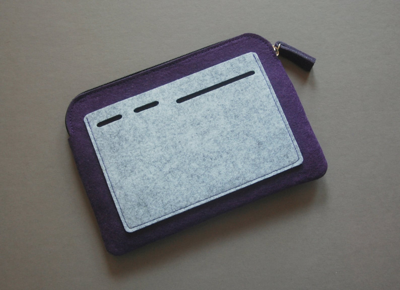 Felt Zipper Bag, Tech Organizer Pouch, Purple/grey. - Etsy