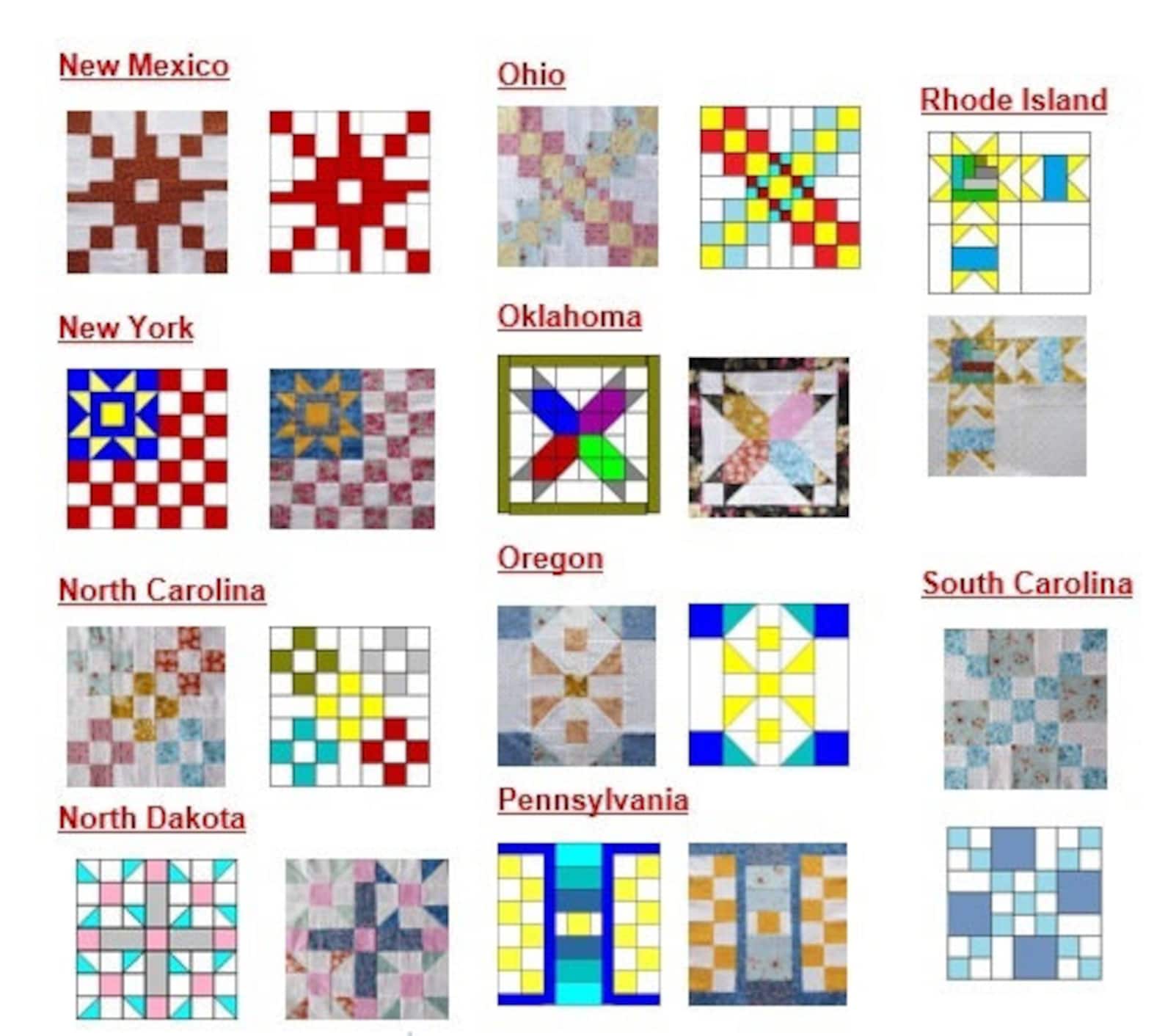 Fourth 10 States of Quilt Block Patterns From the Quilt Ladies - Etsy