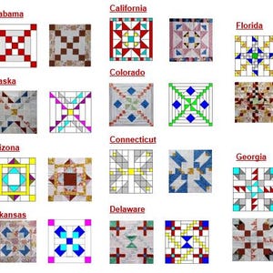 First Ten US States Quilt Block Patterns - Etsy