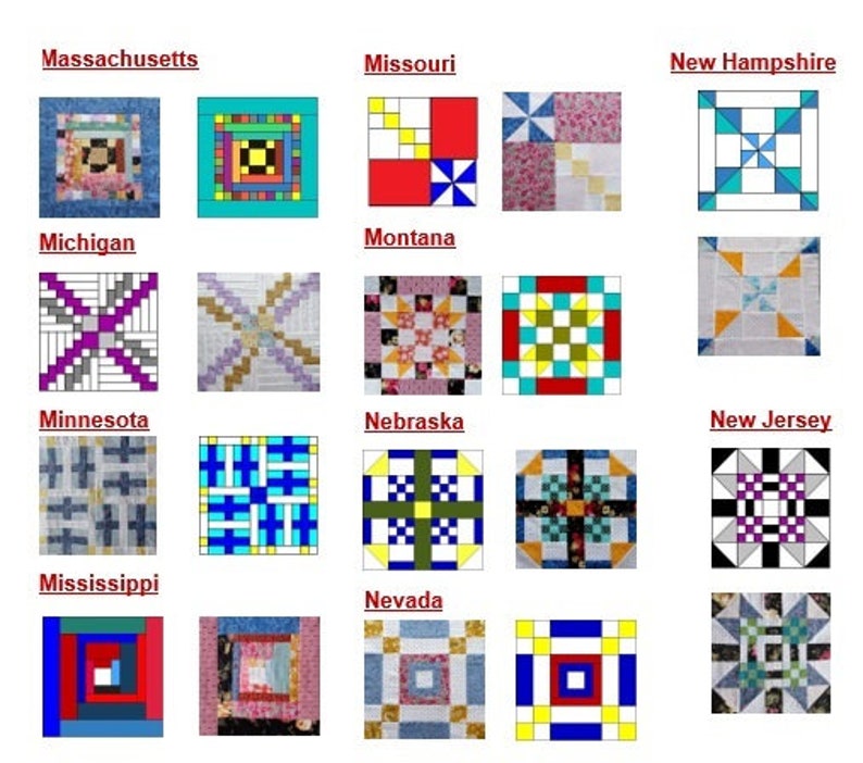 Third 10 State Quilt Block Patterns From the Quilt Ladies - Etsy