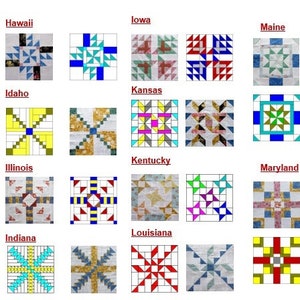 Second 10 US State Quilt Block Patterns From the Quilt Ladies - Etsy