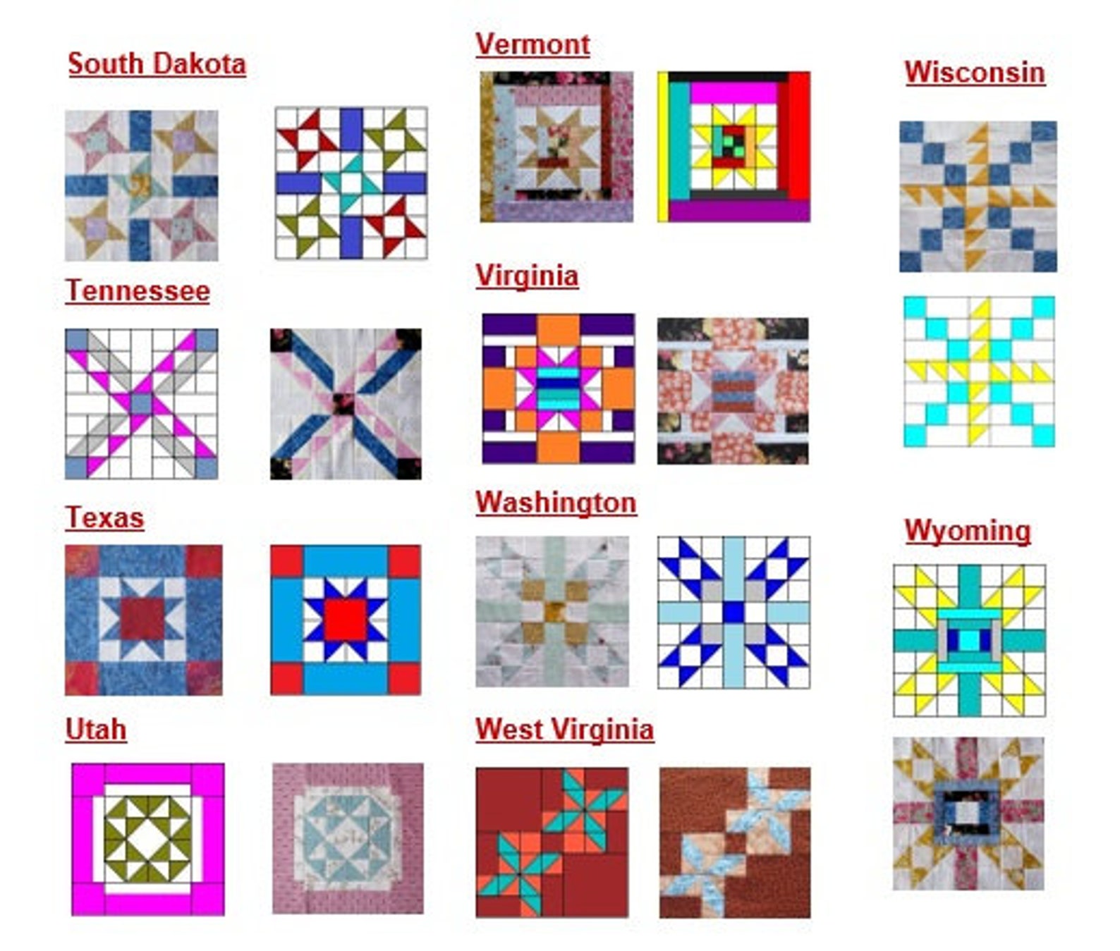 Fifth 10 States Quilt Block Patterns From the Quilt Ladies - Etsy