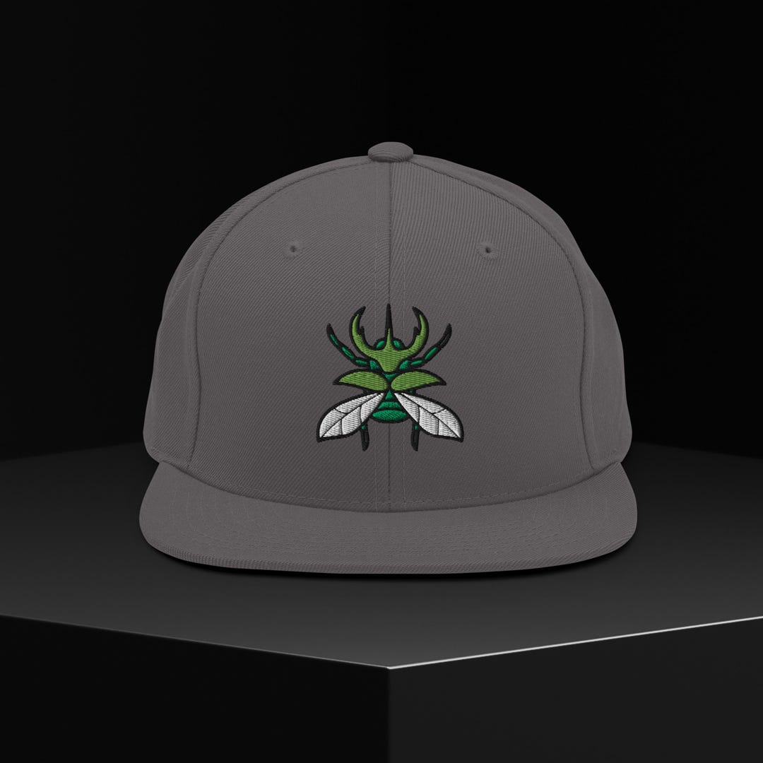 Classic Snapback Hat With Embroidered Scarab Stylish and Unique Beetle ...