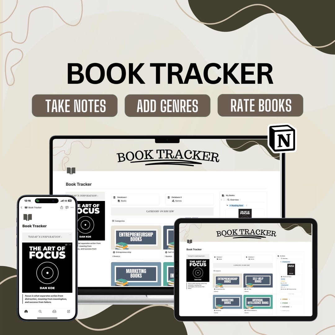 Notion Book Tracker Track Reading Progress Take Notes Save Quotes ...