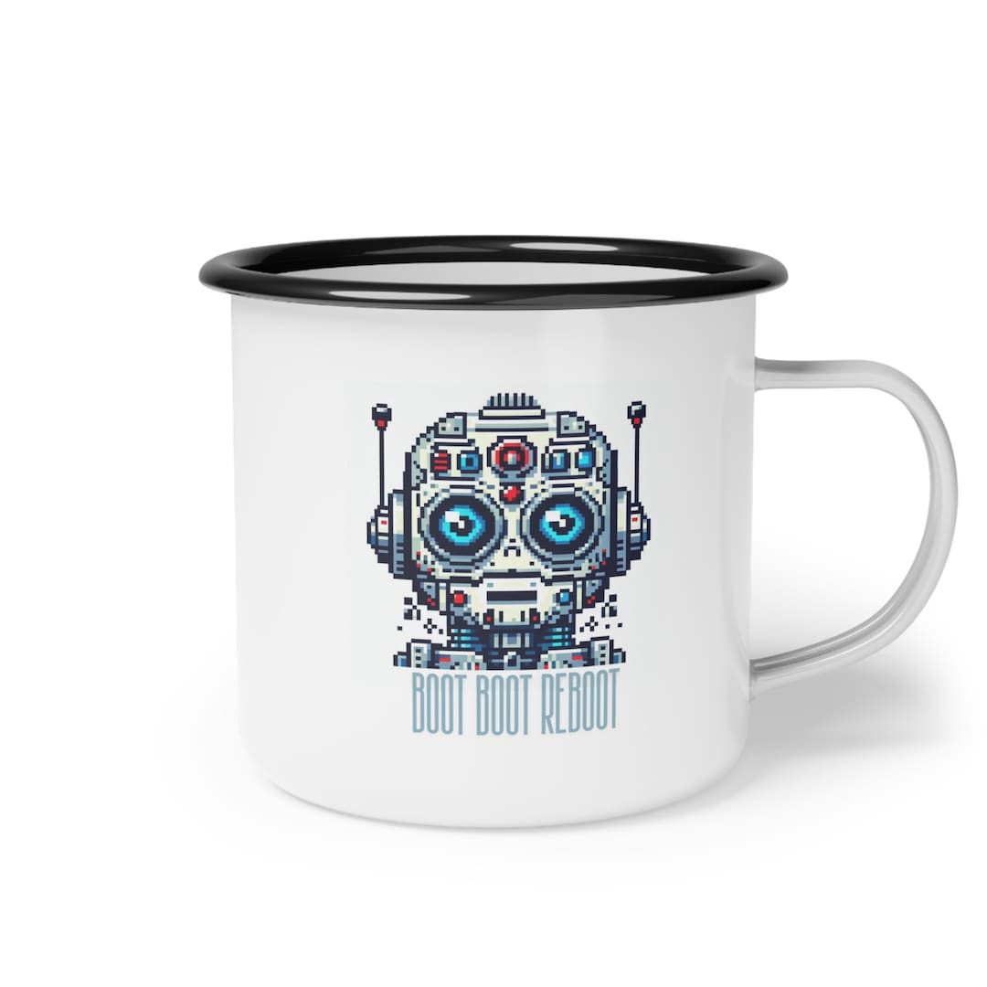 Boot Boot Reboot Robot Enamel Camp Mug - Etsy