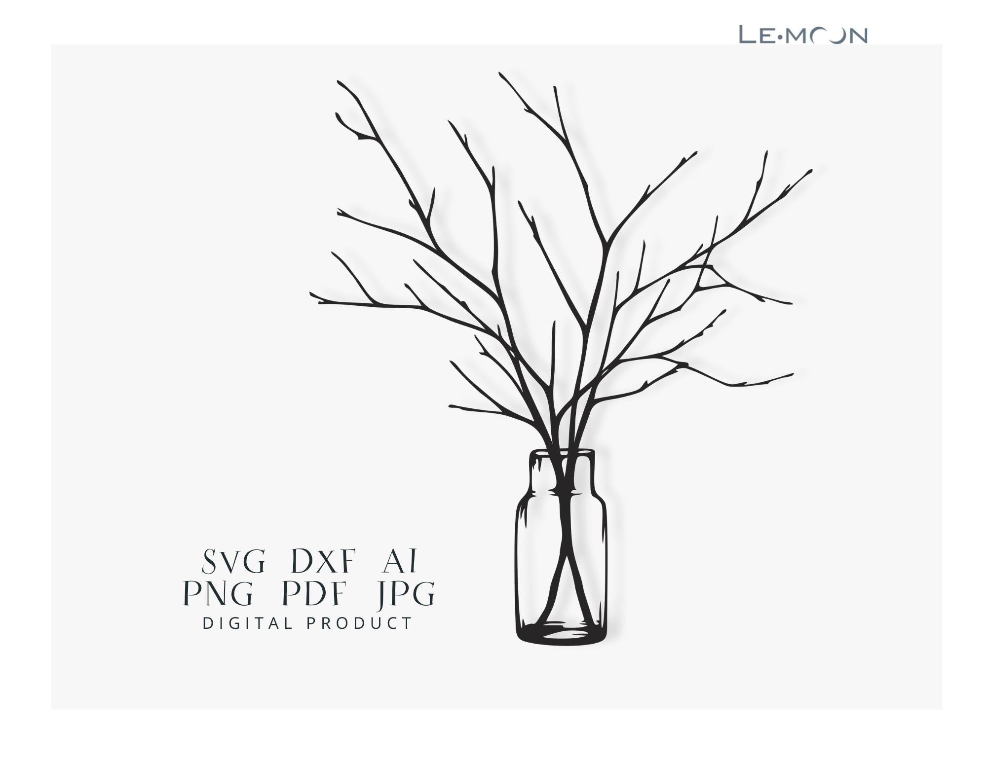 Tree Branch3, Laser Cut SVG DXF Ai File Metal Art, Wall Art, Engraving ...