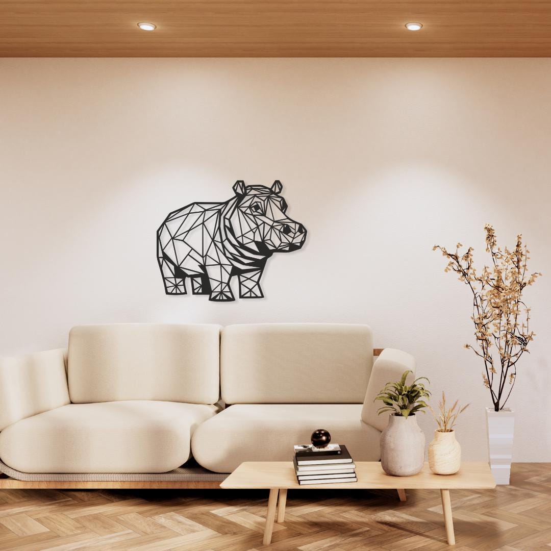 Geometric Hippo | Laser Cut Svg|dxf|ai|png File | Metal Art, Engraving ...