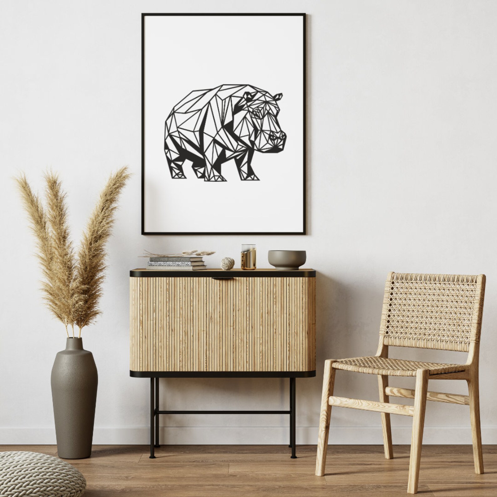 Geometric Hippo 2 | Laser Cut Svg|dxf|ai|png File | Metal Art ...