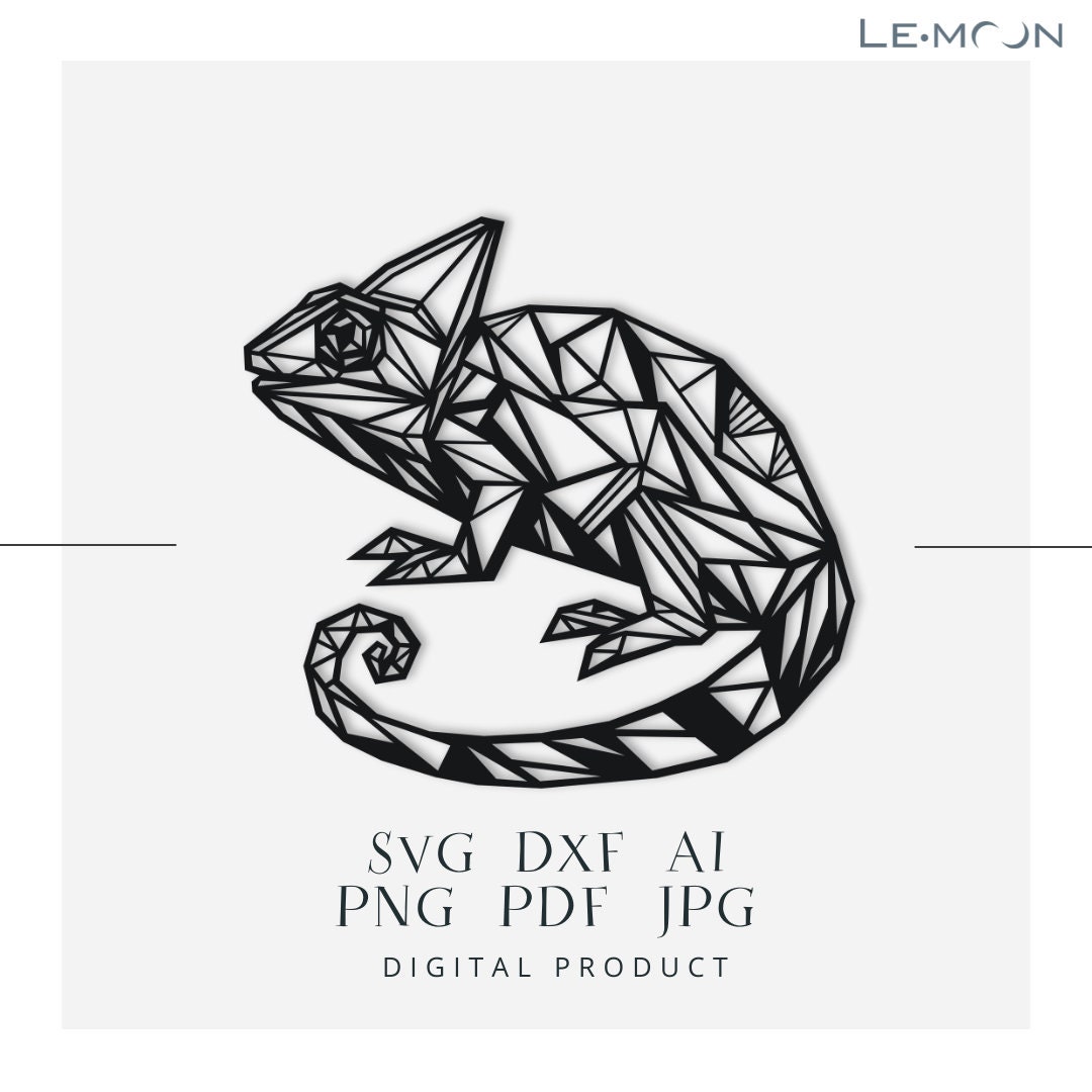 Geometric Chameleon | Laser Cut SVG|DXF|PNG File | Metal Art, Engraving ...