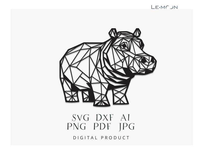 Geometric Hippo | Laser Cut Svg|dxf|ai|png File | Metal Art, Engraving ...