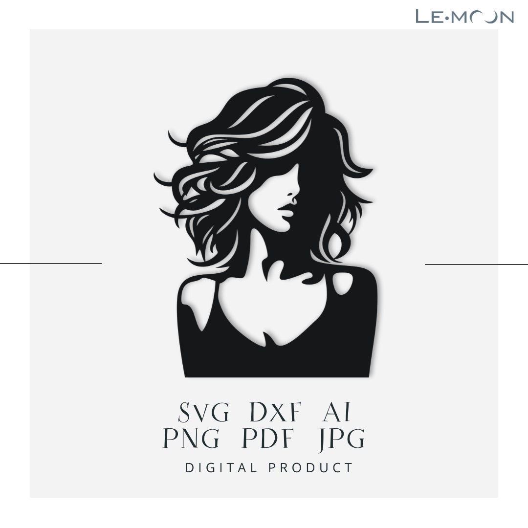 Beautiful Lady Laser Cut Svgdxfaipng File Wall Metal Art, Engraving ...