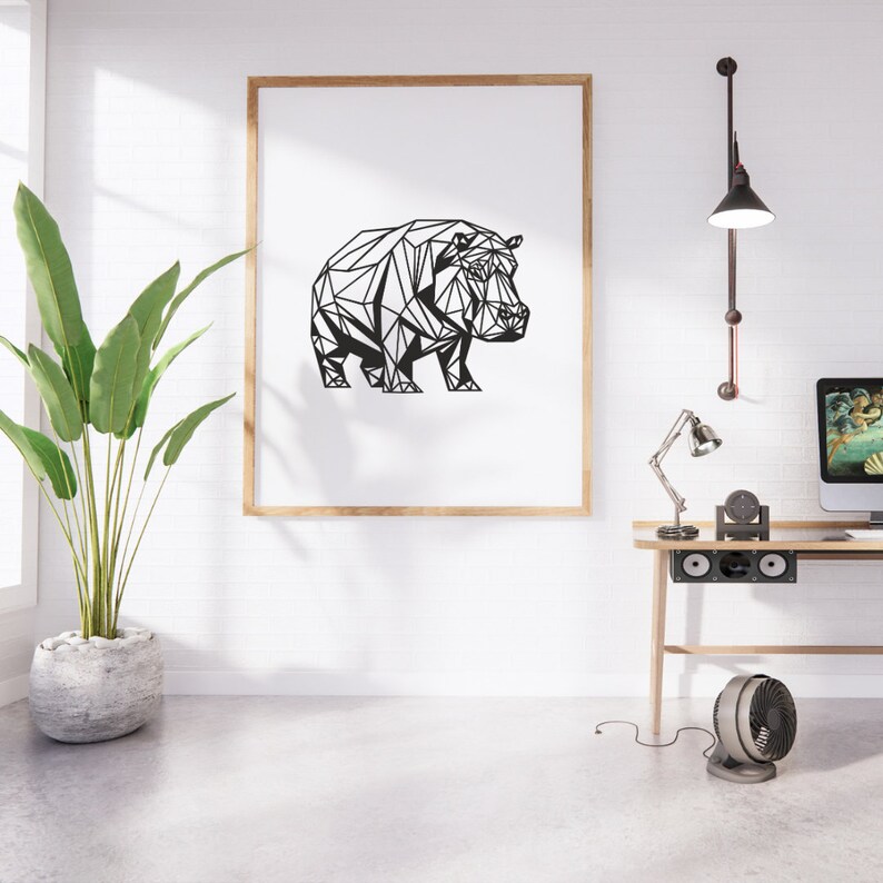 Geometric Hippo 2 | Laser Cut Svg|dxf|ai|png File | Metal Art ...