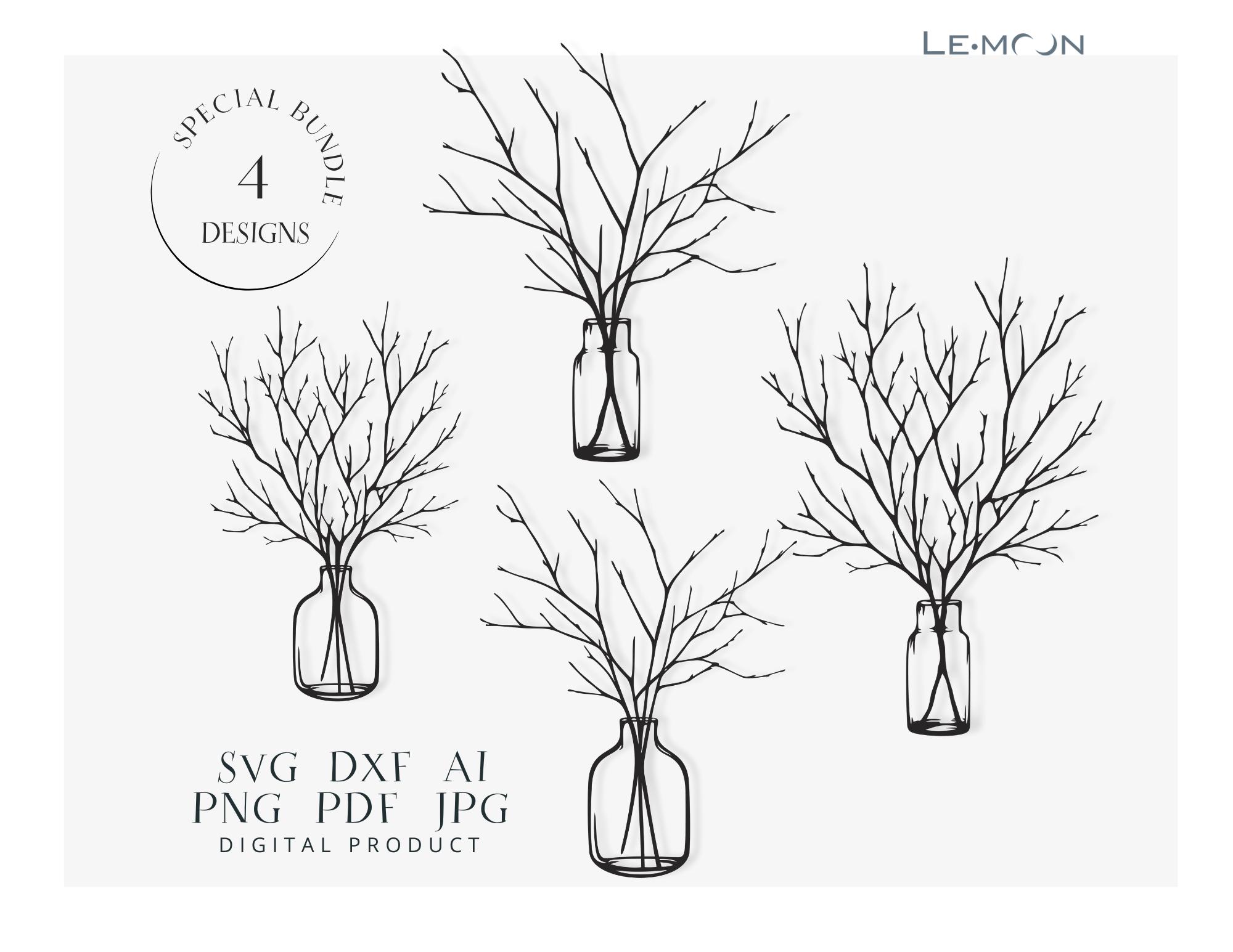 Set Tree Branch, Laser Cut SVG DXF Ai File Metal Art Wall Art Engraving ...