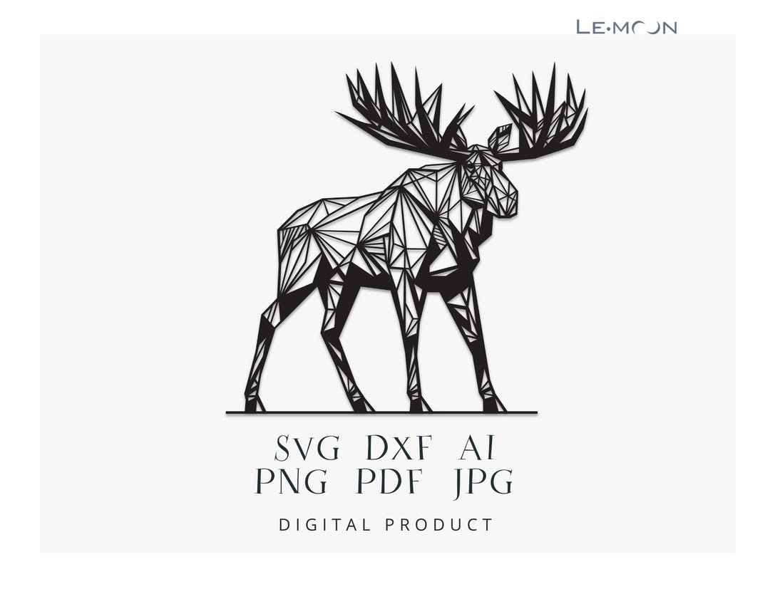 Geometric Moose | Laser Cut Svg|dxf|ai|png File | Metal Art, Engraving ...