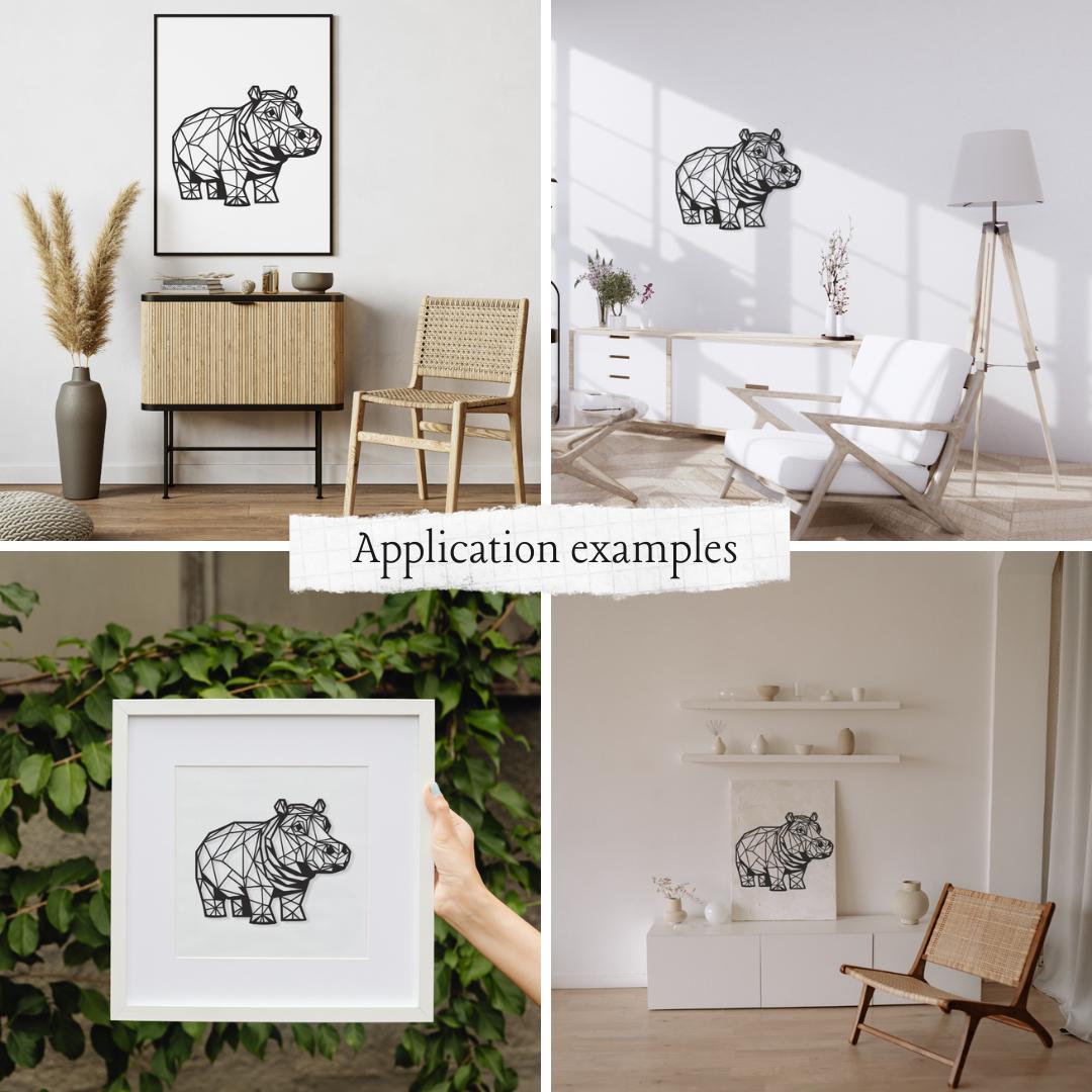 Geometric Hippo | Laser Cut Svg|dxf|ai|png File | Metal Art, Engraving ...