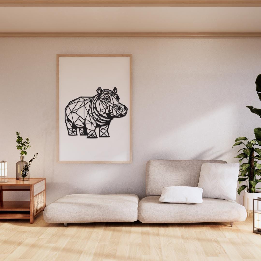Geometric Hippo | Laser Cut Svg|dxf|ai|png File | Metal Art, Engraving ...