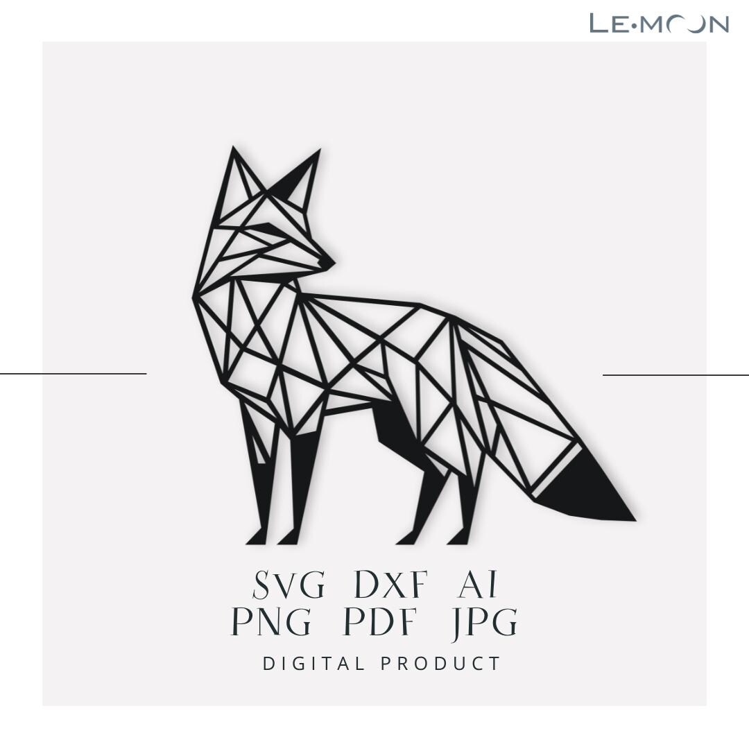 Geometric Fox, Laser Cut SVG|DXF|CDR File | Metal Art Wall Art ...