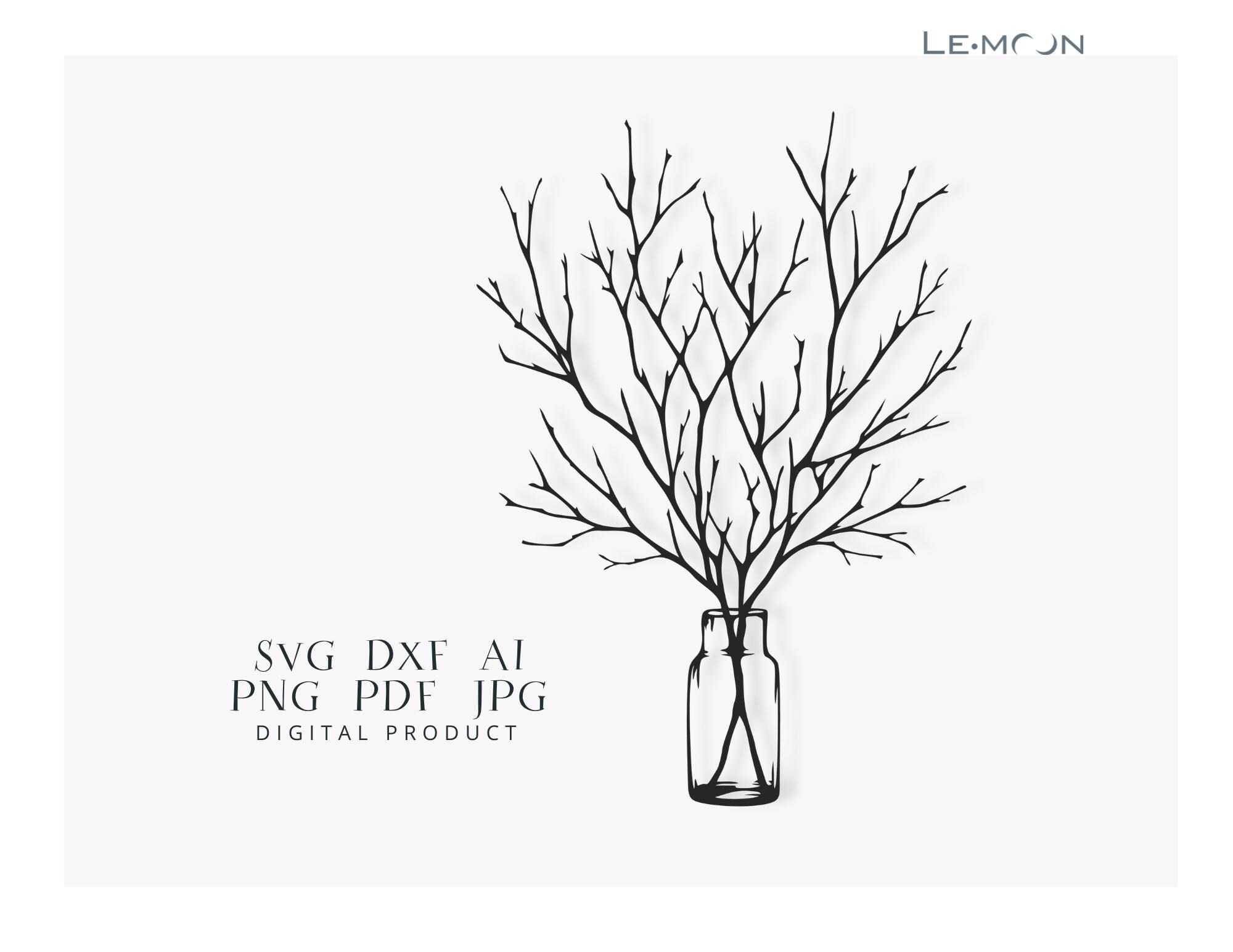 Tree Branch, Laser Cut SVG | DXF | Ai File | Metal Art, Wall Art ...