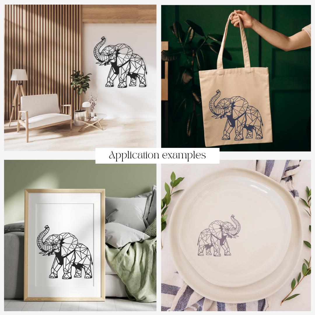 Geometric Elephant Laser Cut SVG/DXF/AI File | Metal Art Wall Art ...
