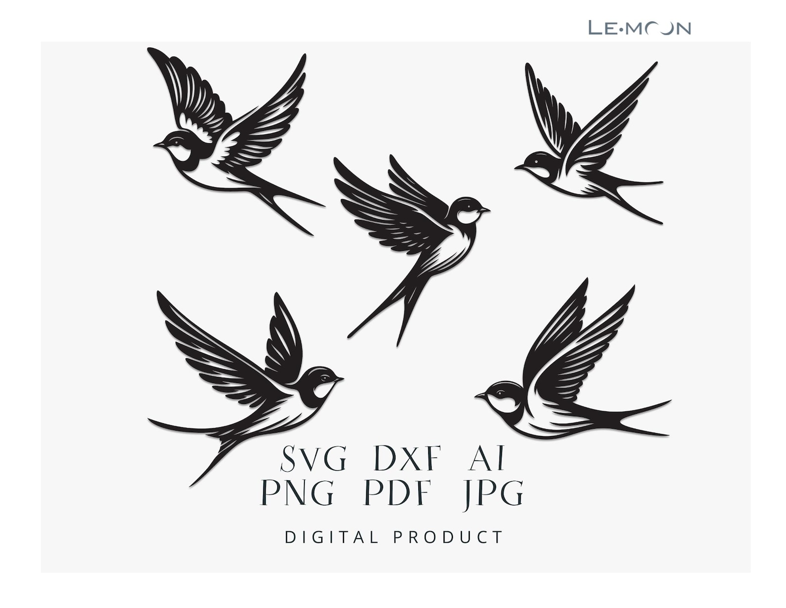 Swallows | Bird | Laser Cut Svg|dxf|ai|png File | Metal Art, Engraving ...
