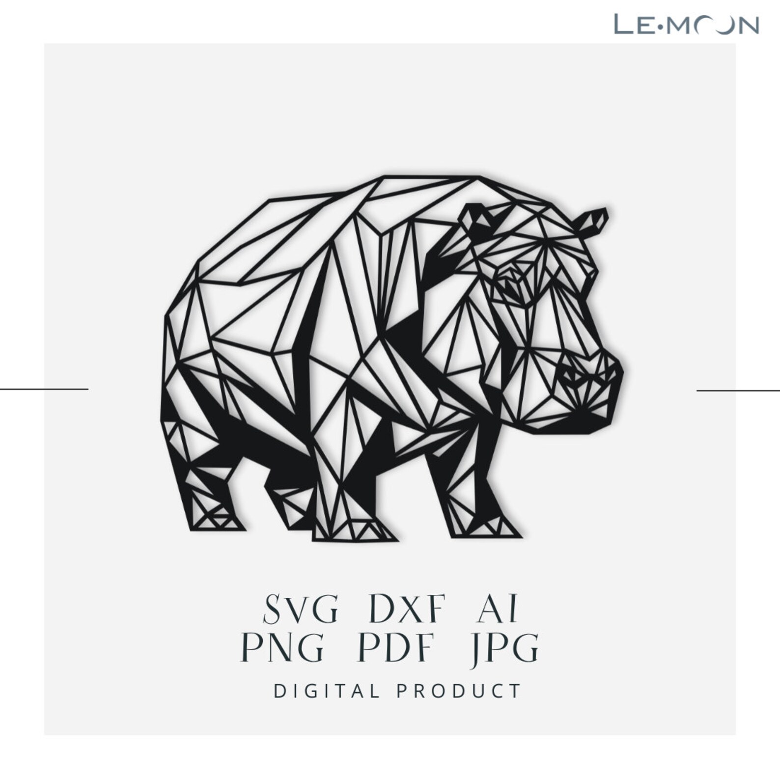 Geometric Hippo 2 | Laser Cut Svg|dxf|ai|png File | Metal Art ...