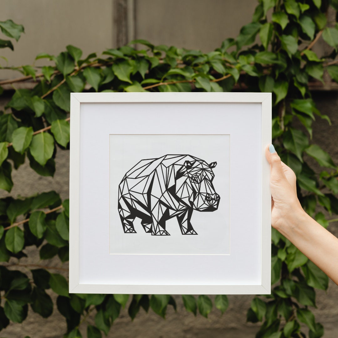 Geometric Hippo 2 | Laser Cut Svg|dxf|ai|png File | Metal Art ...