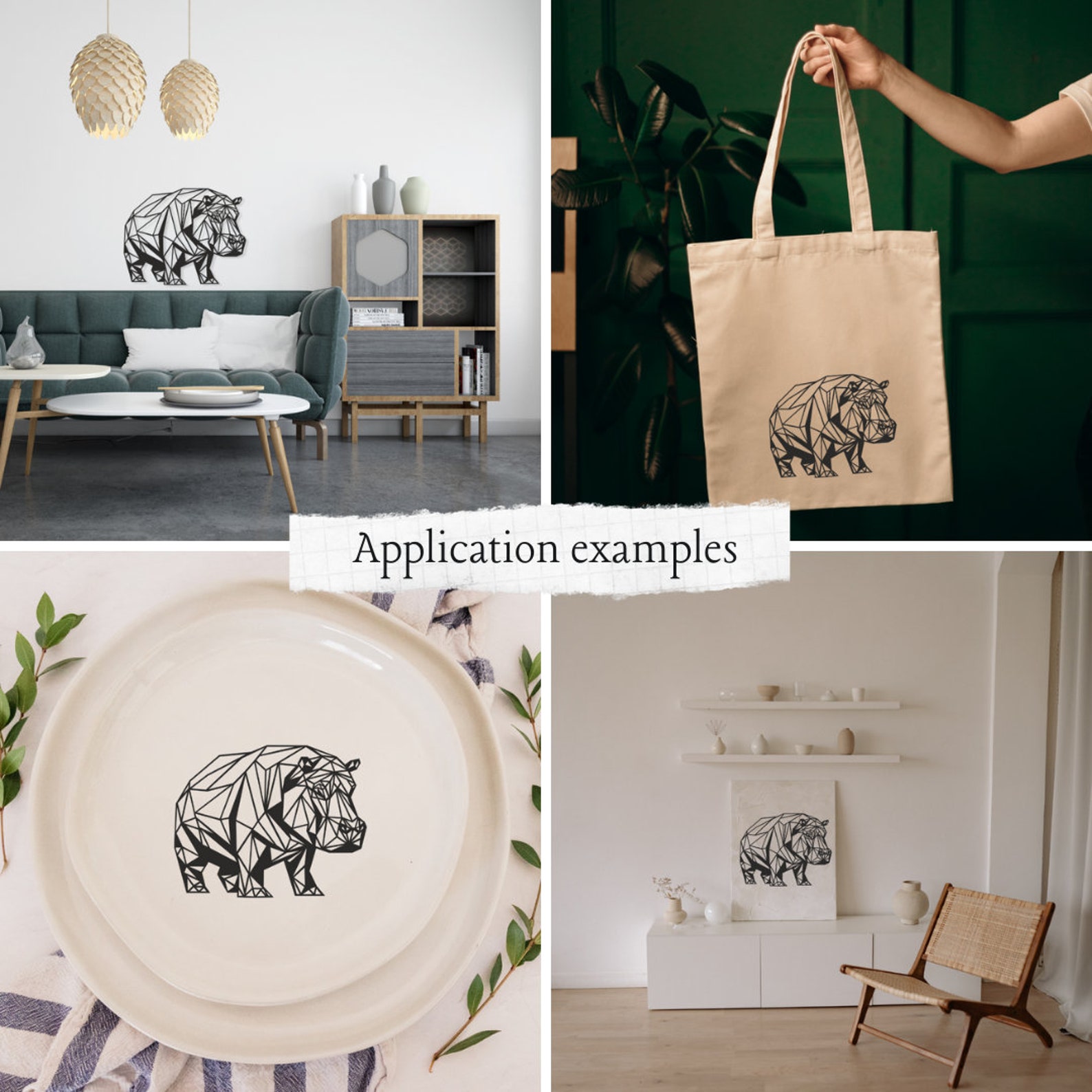 Geometric Hippo 2 | Laser Cut Svg|dxf|ai|png File | Metal Art ...