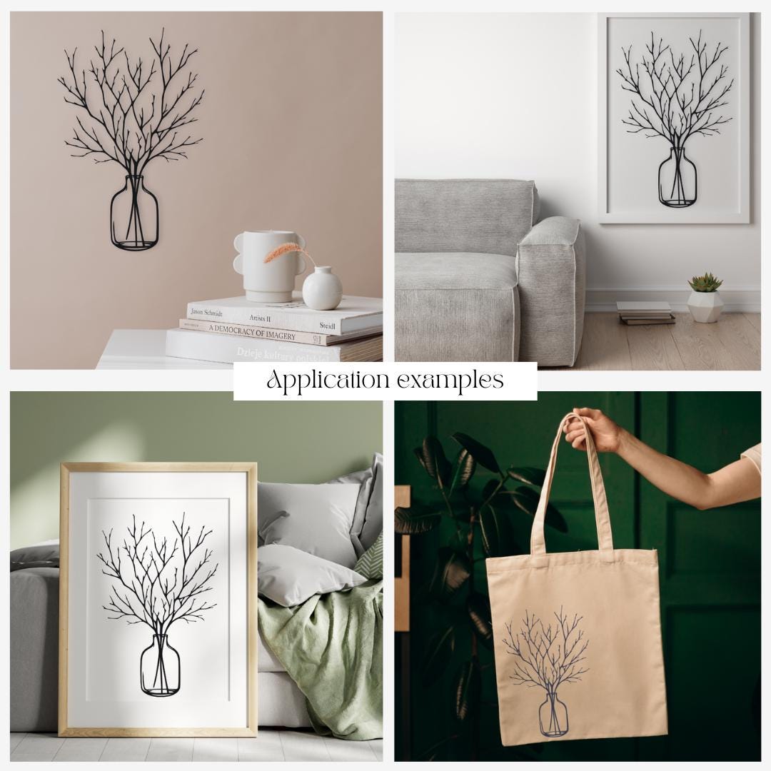 Set Tree Branch, Laser Cut SVG DXF Ai File Metal Art Wall Art Engraving ...