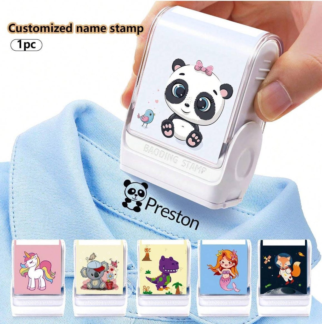 Custom Name Stamp for Clothing, Cute Animal Design, Waterproof Fabric ...