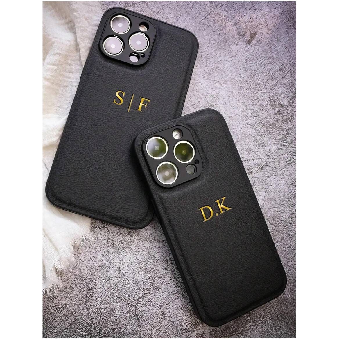 Personalised Initials Engraved Leather Texture Shockproof Case for ...