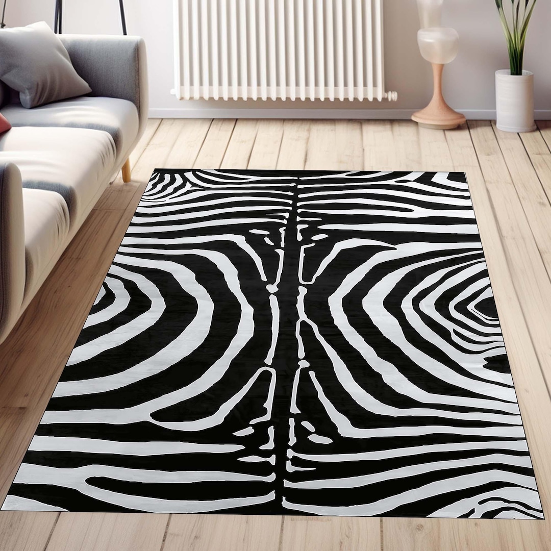 Zebra Rug, Striped Rug, Black and White Rug, Zebra Pattern Carpet ...