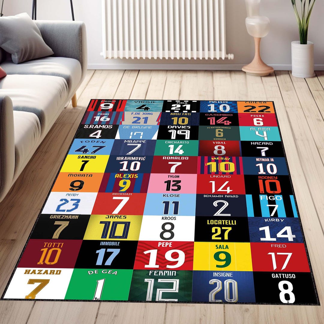 Amazing Team Rug, Legendary Soccer Players Rug, Soccer Jerseys Rug ...