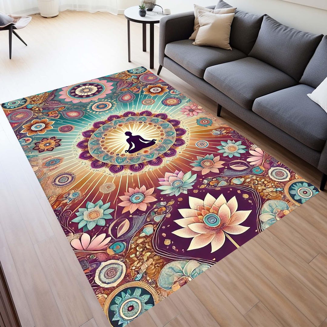 Floral Yoga Mat,non-slip Base Black and White Yoga Mats, Boho Yoga Mat ...