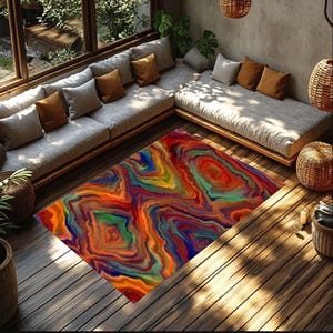 Multicolor Rug, Colorful Rug, Groovy Rug, Colorful Area Rug, Fuschia ...