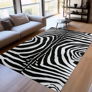 Zebra Rug, Striped Rug, Black and White Rug, Zebra Pattern Carpet ...