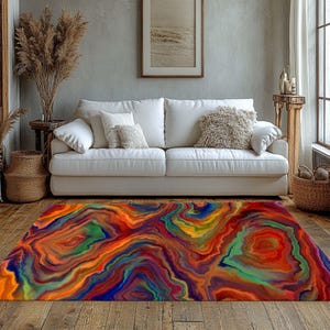 Multicolor Rug, Colorful Rug, Groovy Rug, Colorful Area Rug, Fuschia ...