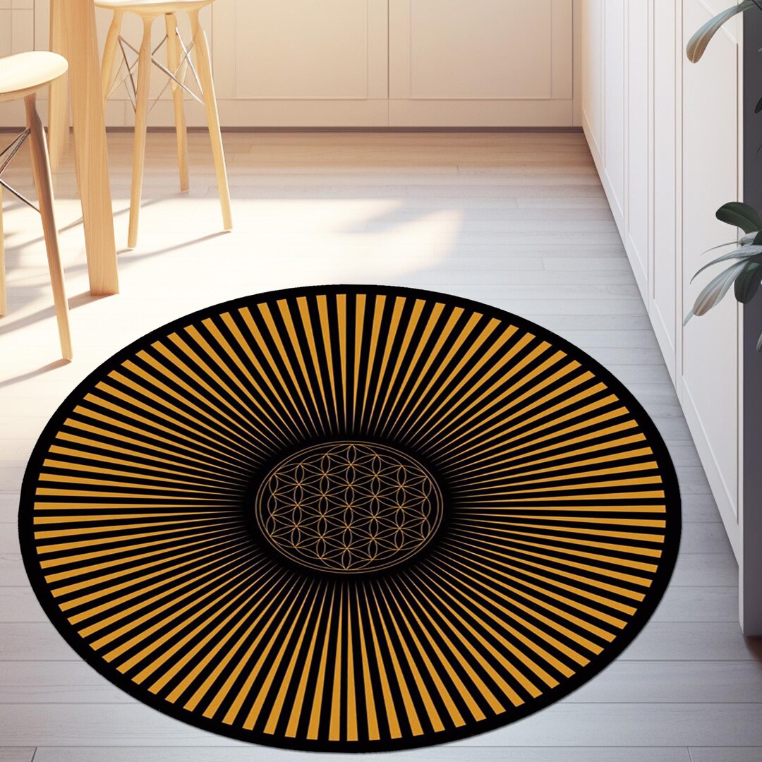 Geometric Round Rug, Red Circle Mat, Modern Floor Rug, Boho Style ...
