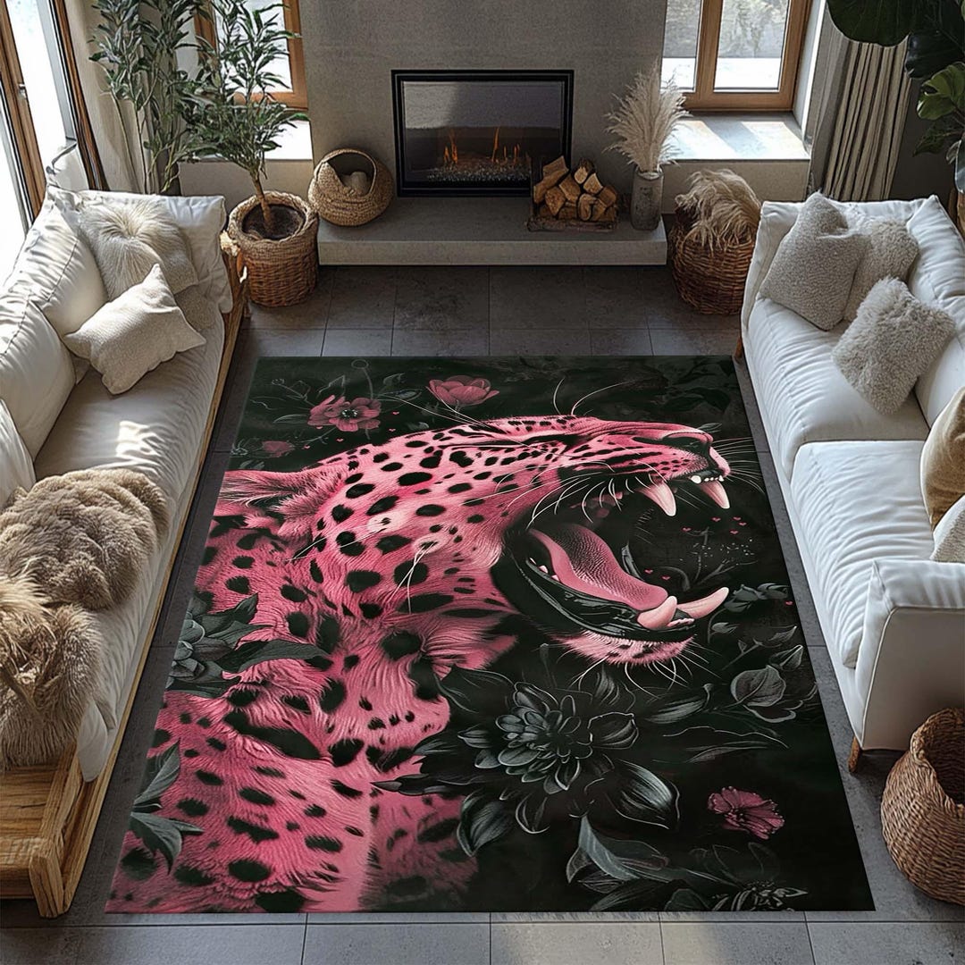 Pink Tiger, Predator Rug, Leopard Print Rug, Cheetah Pattern Carpet ...