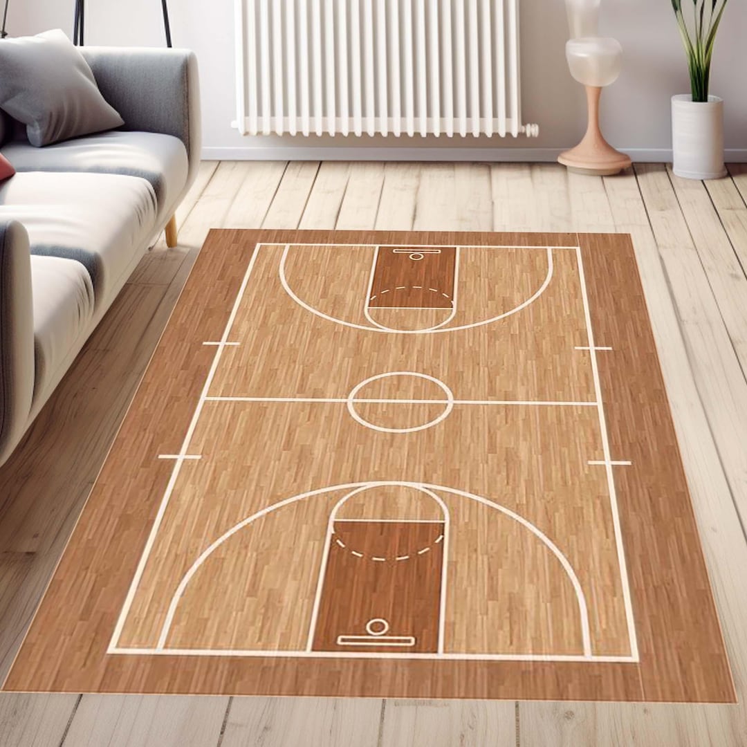 Basketball Court Rug, Basketball Rug, Sports Rug, NBA Rug, Minimalist ...