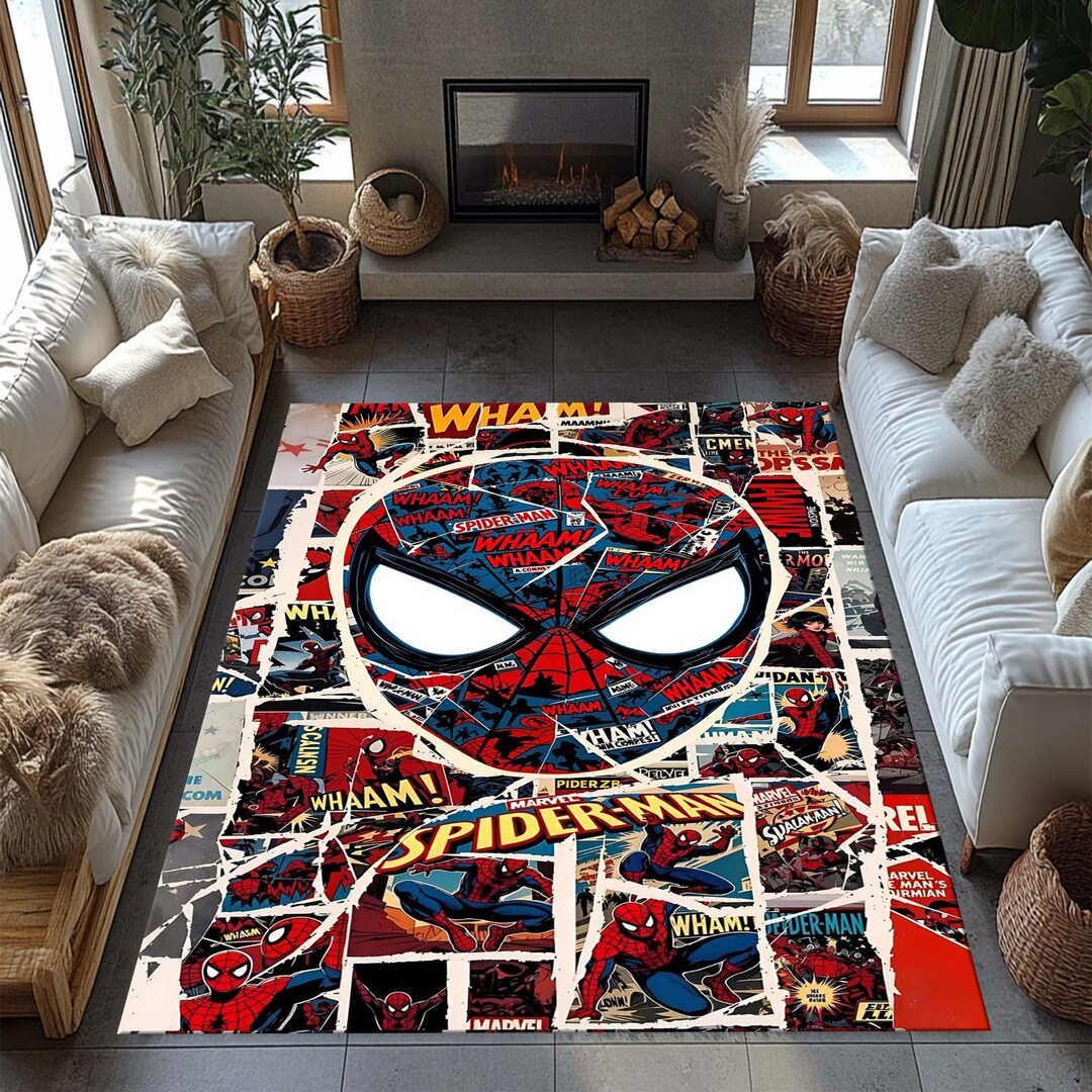 Spiderman Comics Cover Rug, Superhero Cartoon Comics Rug, Spiderman Rug ...