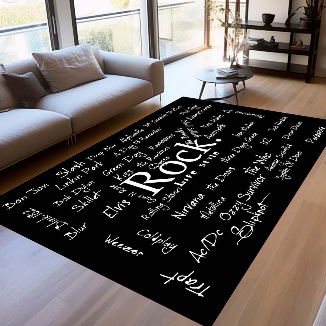 Rock Groups Rug, Cool Logos Rug, Rock Music Rug, Heavy Metal Rug ...