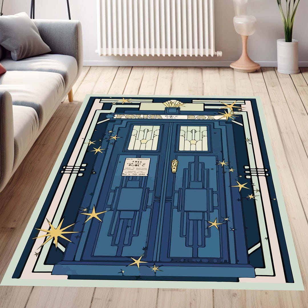 Dr Who Rug, Police Box Rug, Blue Box Rug, Doctor Who Rug, Kids Room Rug ...