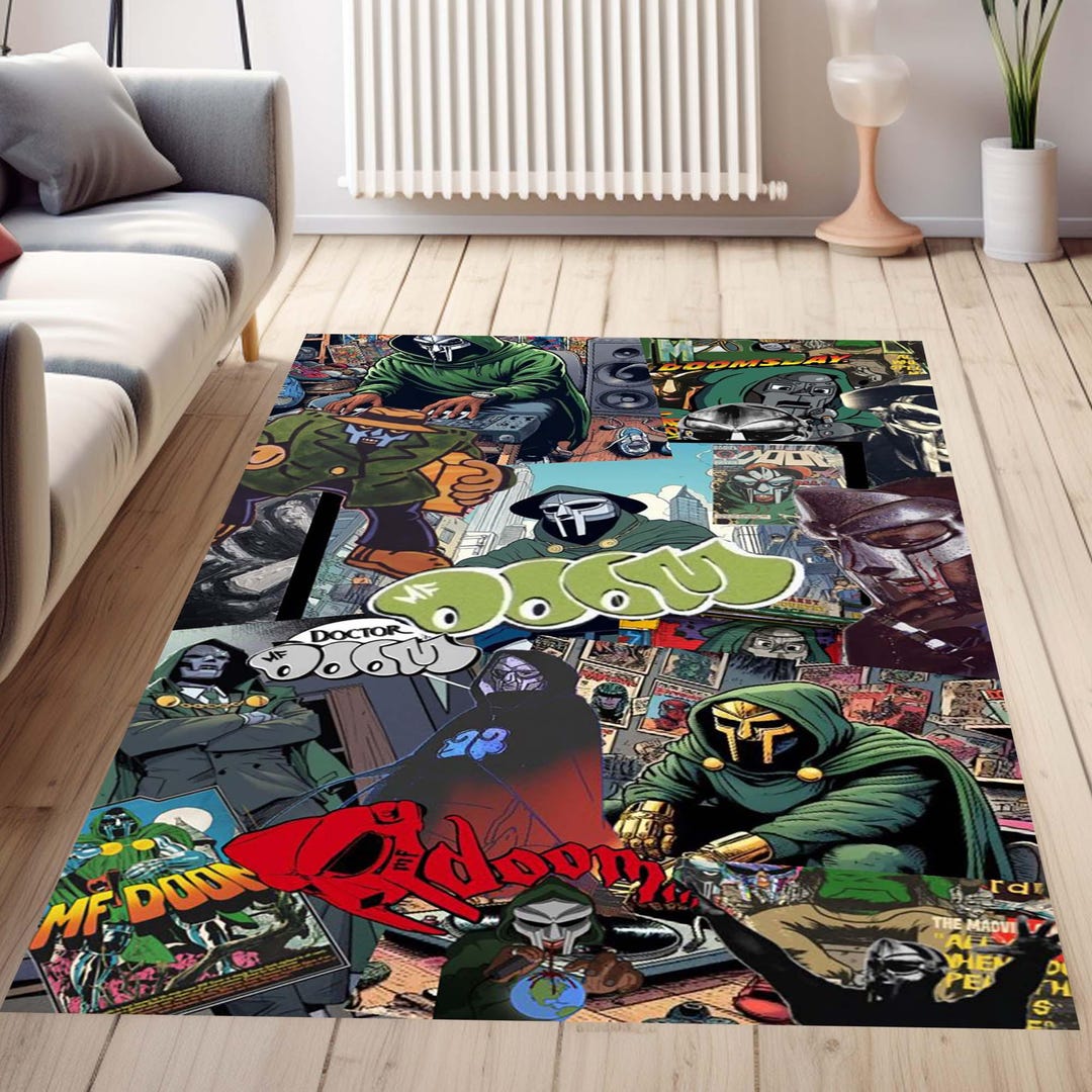 MF Doom Collage Rug, Music Room Carpet, Soft Machine Washable Rug - Etsy