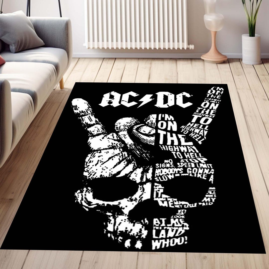 AC DC Rug, Acdc Rugs, Music Band Rug, Heavy Metal Rug, Music Room Rug ...