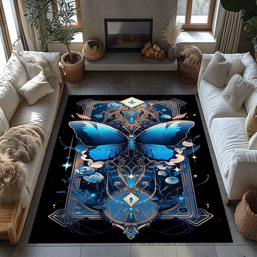 Butterfly Rug, Luna Moth Rug, Moth Decor Rug, Living Room Rug ...