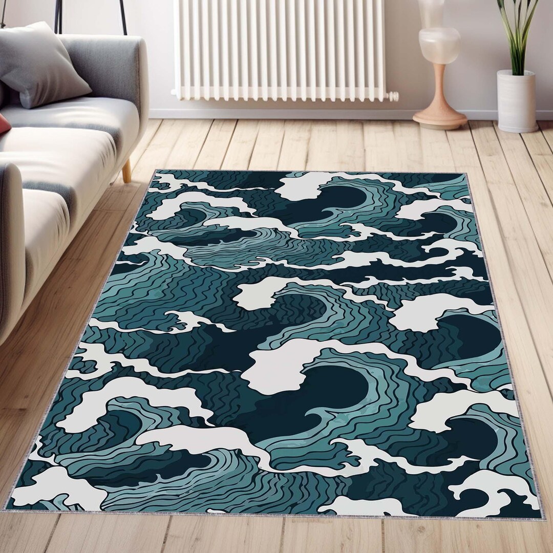 Ocean Waves Rug, Watercolor Rug, Waves Rug, Sea Rug, Nature Rug ...