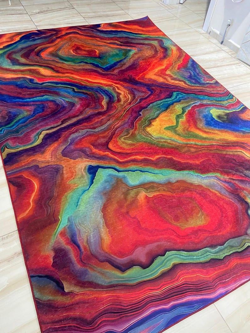 Multicolor Rug, Colorful Rug, Groovy Rug, Colorful Area Rug, Fuschia ...