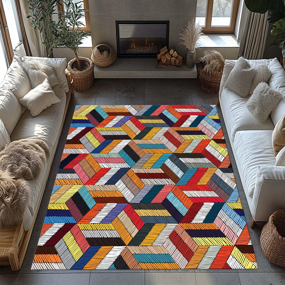 Colorful Rugs, Rainbow Rugs, Abstract Rug, Modern Rugs, Accent Rug ...